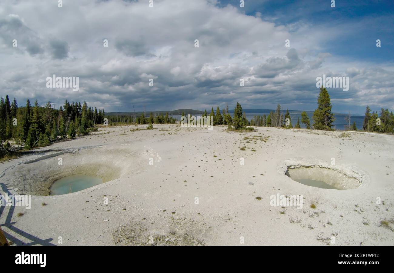 A view of Yellowstone National Park's West Thumb Geyser Basin with ...