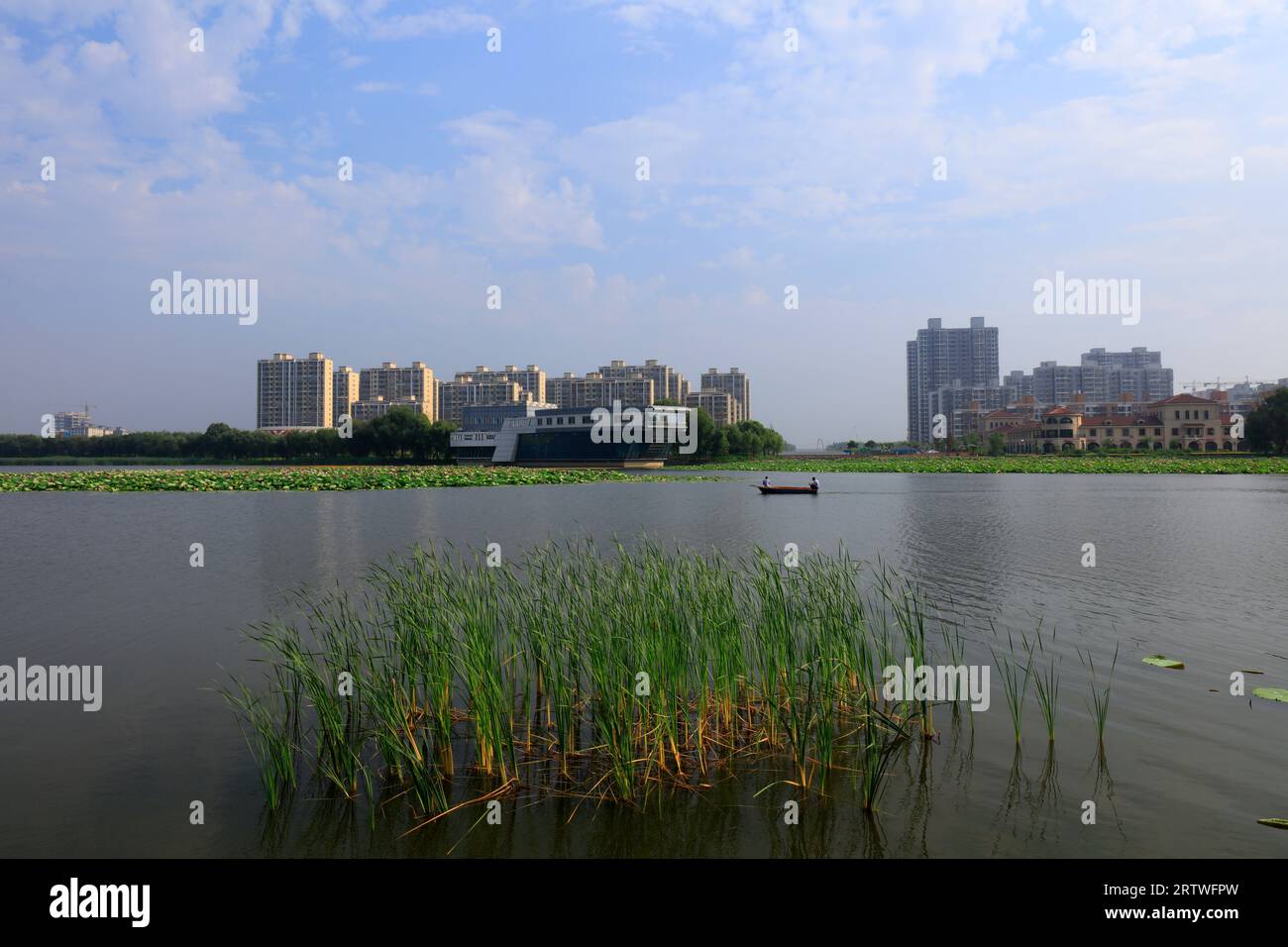 Waterfront city scenery, North China Stock Photo - Alamy