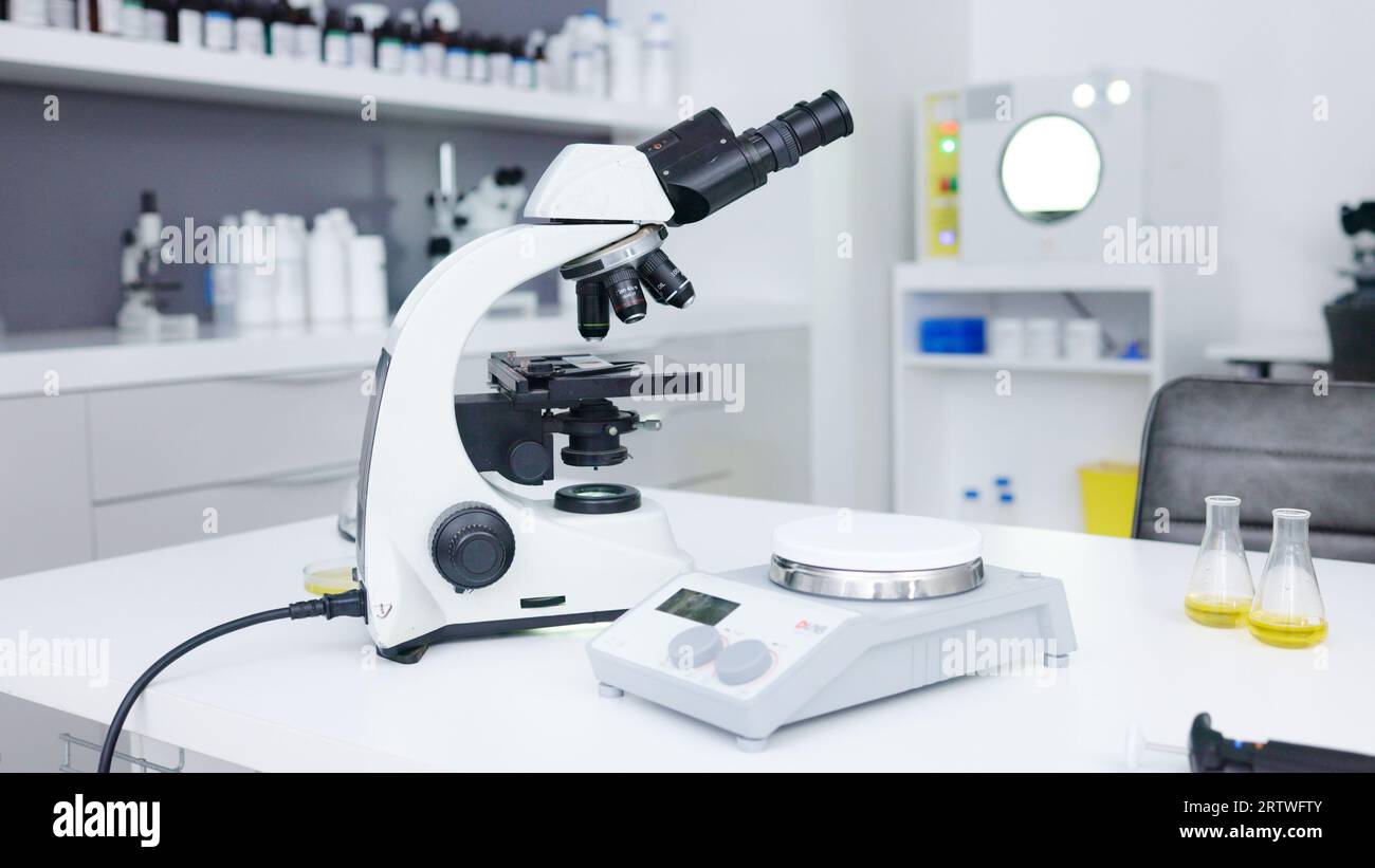 Backgrounds, science scale and microscope in laboratory for innovation ...