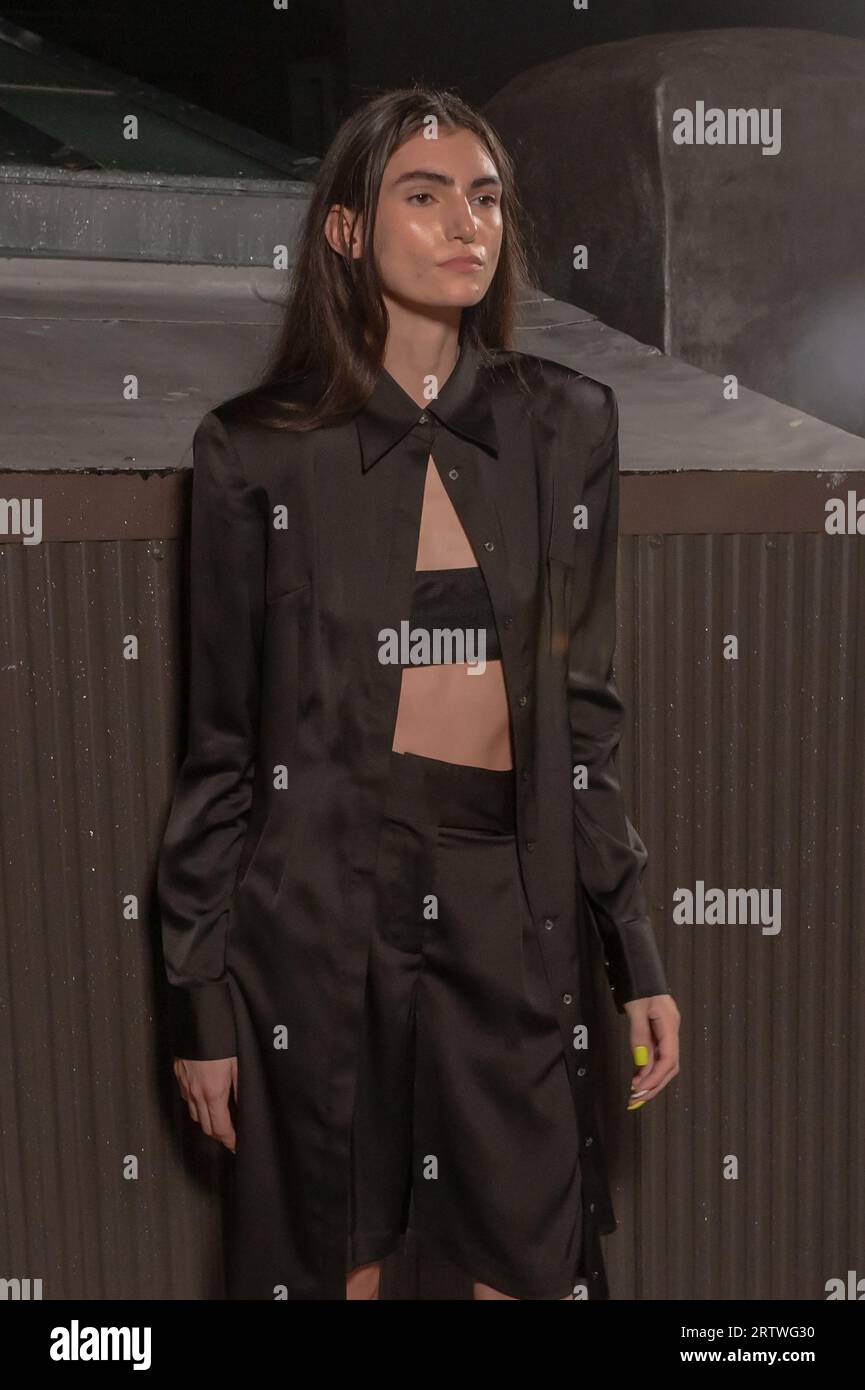 New York, United States. 11th Sep, 2023. A model poses during the Shao ...