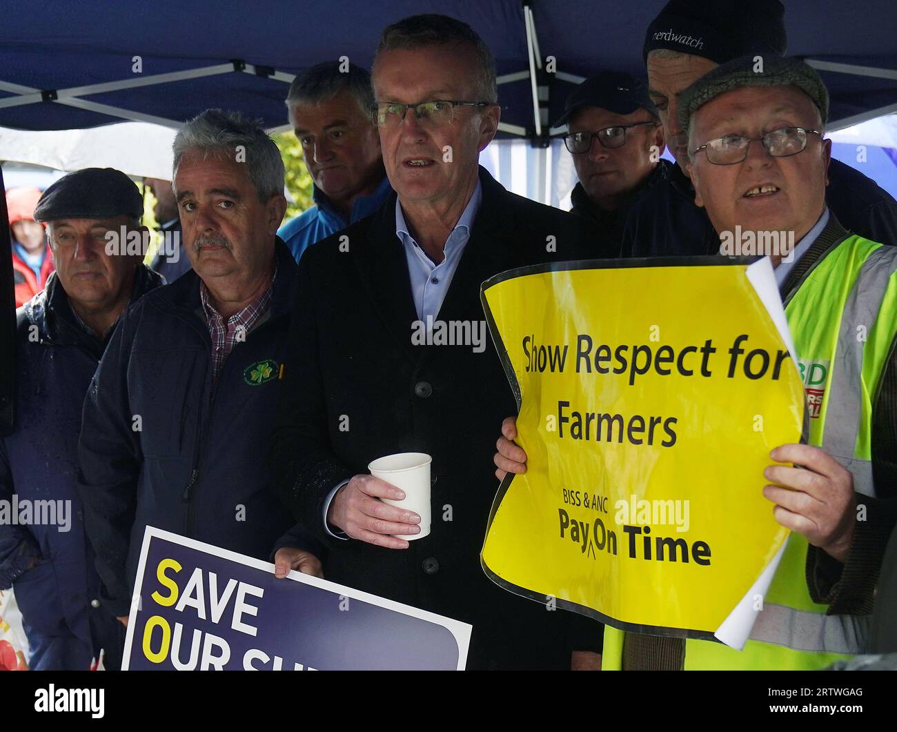 President of the Irish Farmers Association Tim Cullinan (centre) joins ...