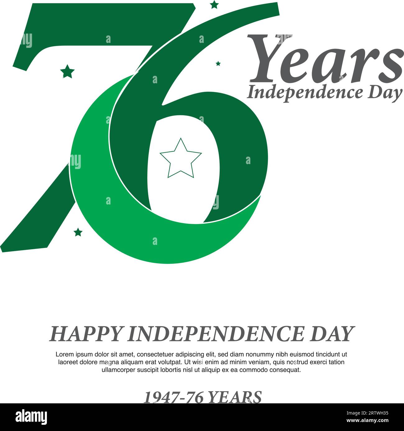 vector illustration. Pakistan Azadi Mubarak, calligraphy 76 year ...