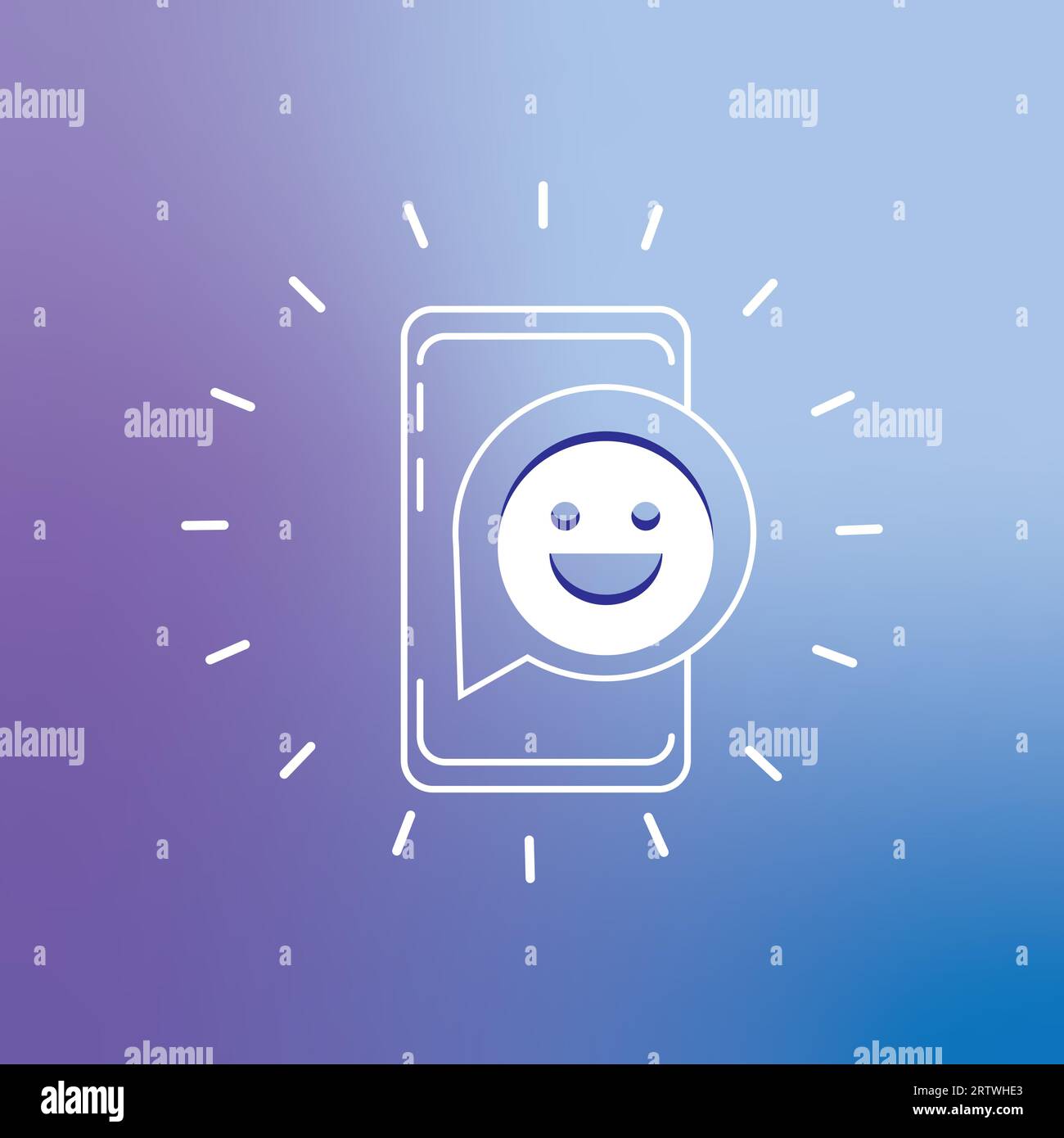 A symbols of Happy face wite mobile icon, aisolated gradient background Stock Vector Image & Art ...