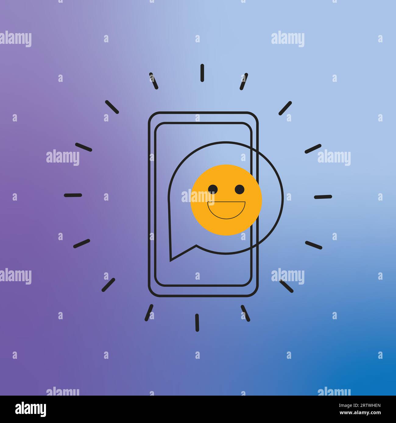 A symbols of Happy face wite mobile icon, aisolated gradient background Stock Vector Image & Art ...