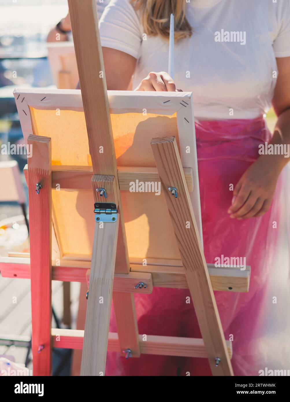 Process of drawing, group class of talented students with painting ...