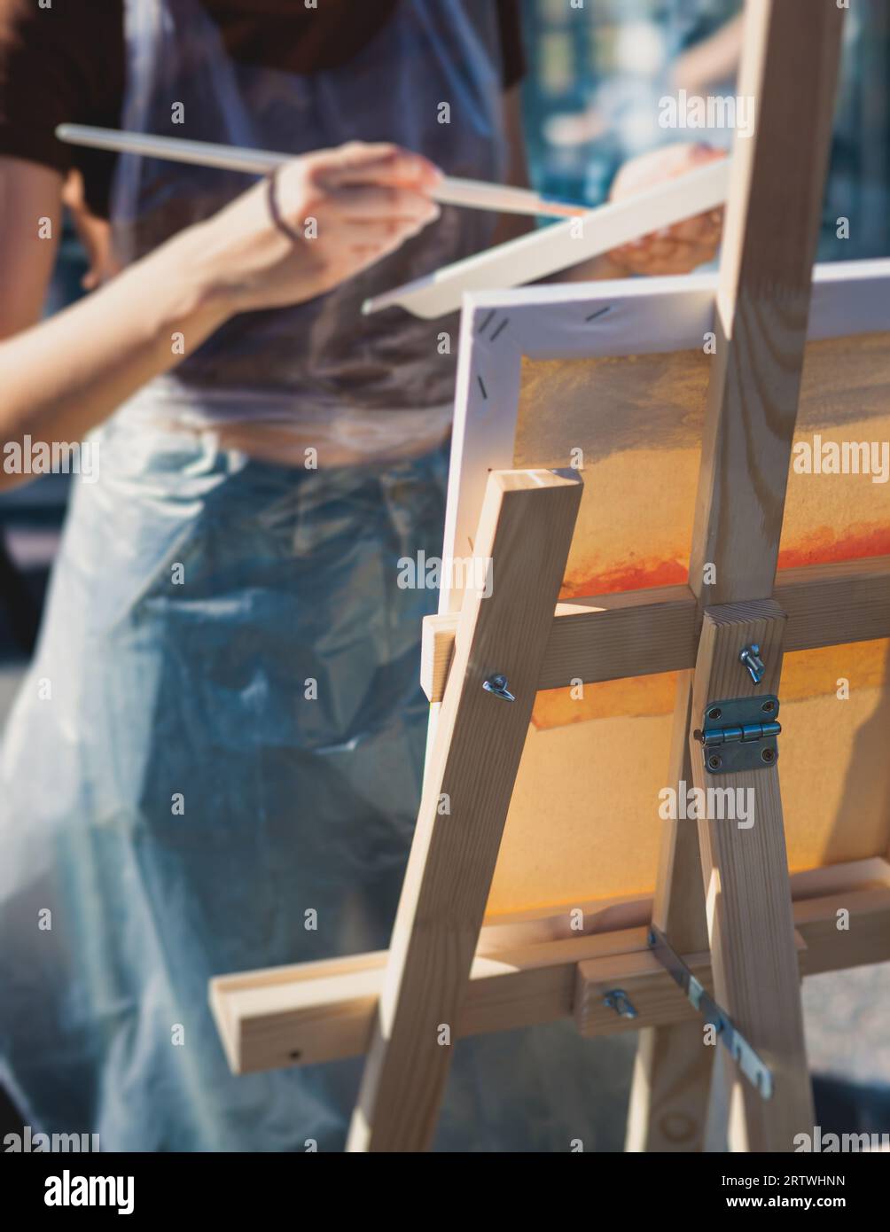 Process of drawing, group class of talented students with painting ...