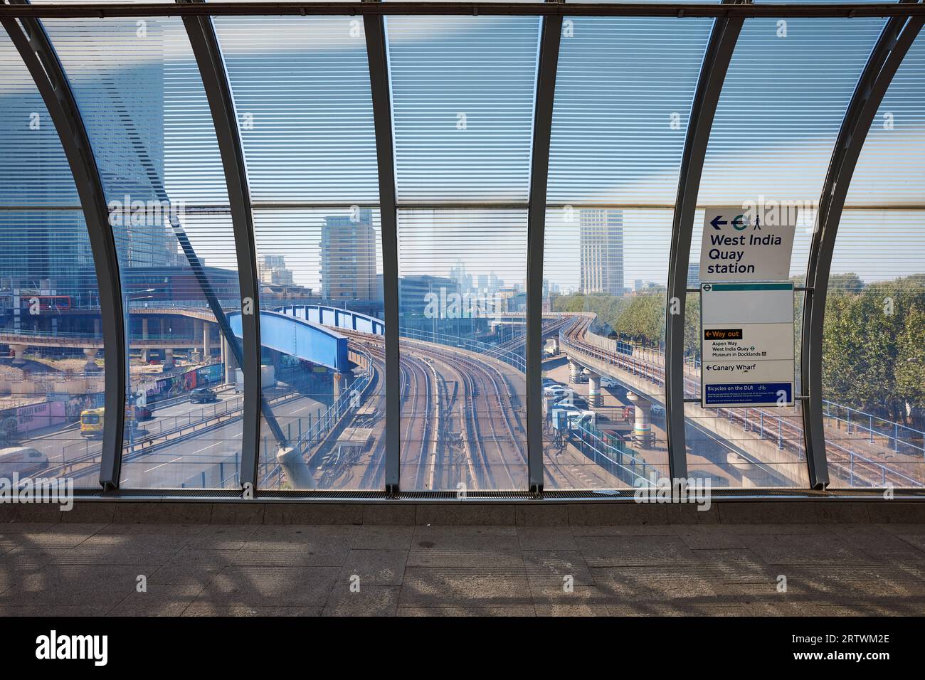 View from inside Poplar Station High-Level Walkway; sign pointing to ...