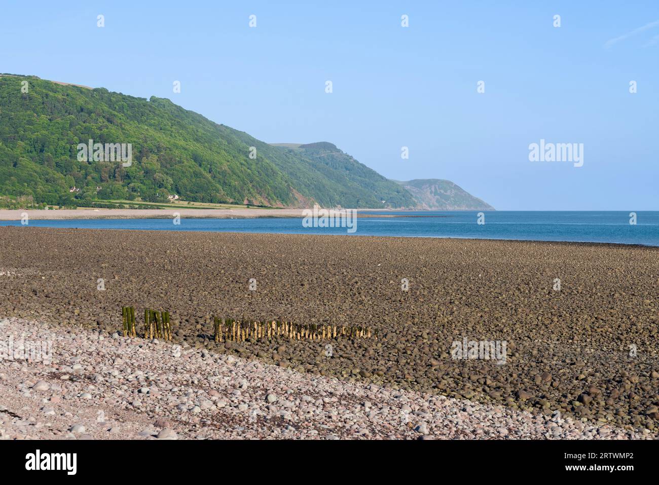 Bossington Beach with Foreland Point beyond on the Exmoor National Park ...