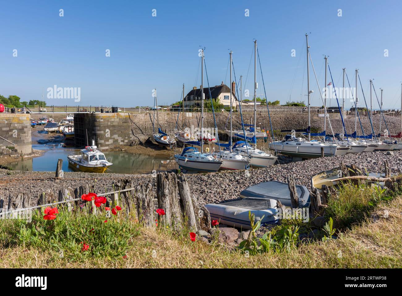 Porlock Weir harbour on the Exmoor National Park coast, Somerset ...