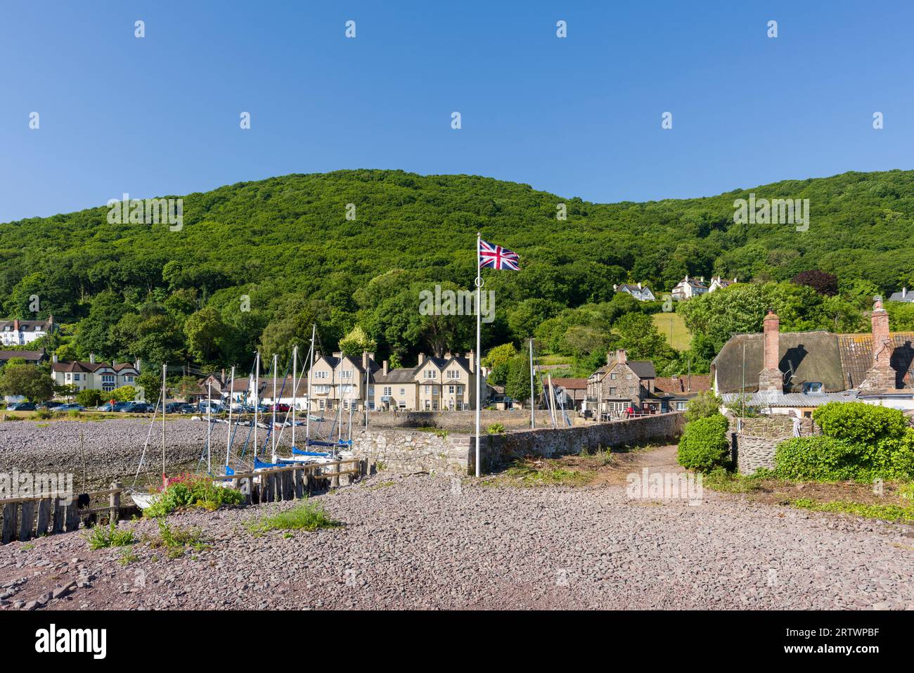 Porlock Weir on the Exmoor National Park coast in Porlock Bay, Somerset ...
