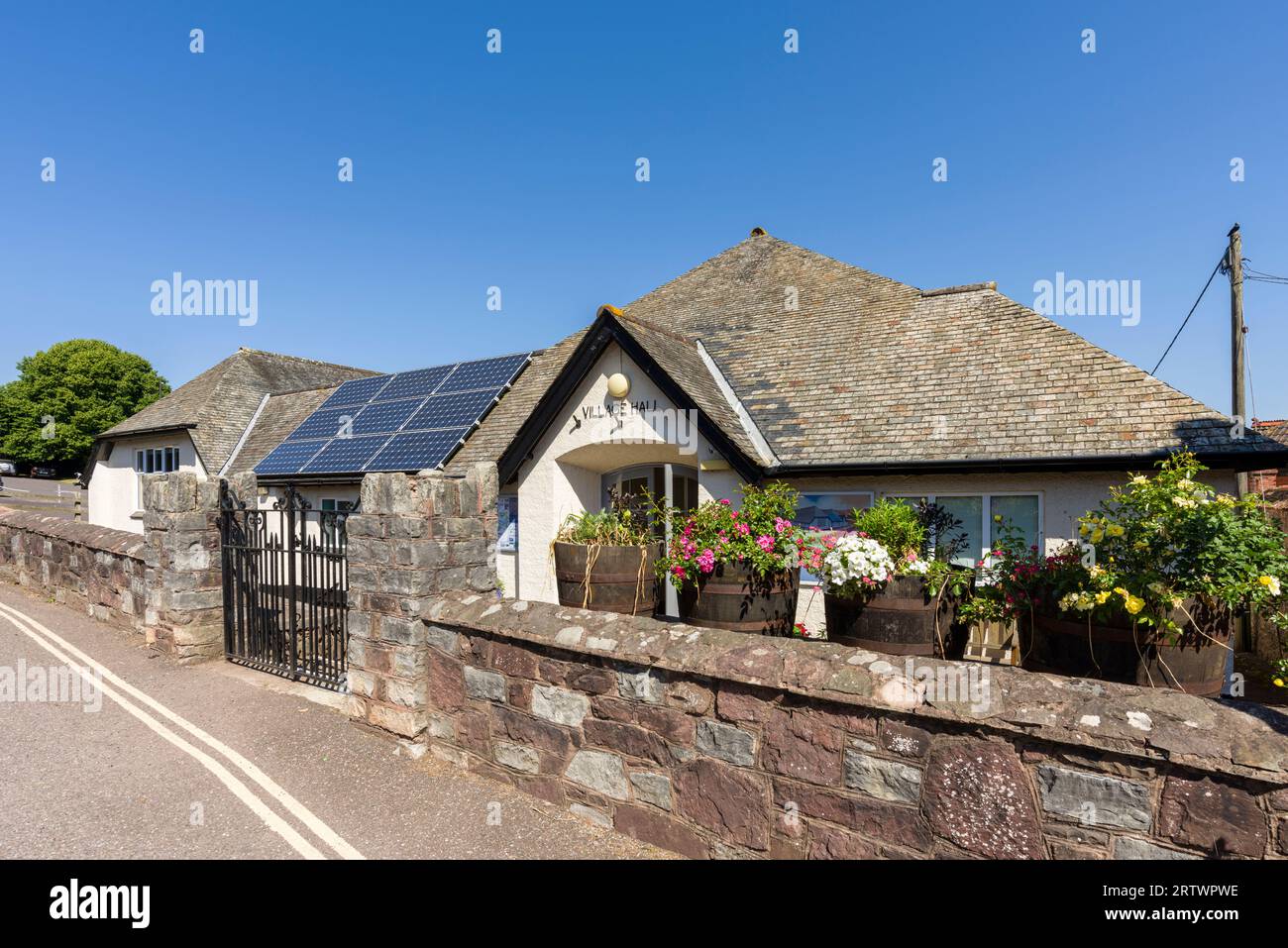 The village hall at Porlock in the Exmoor National Park, Somerset ...