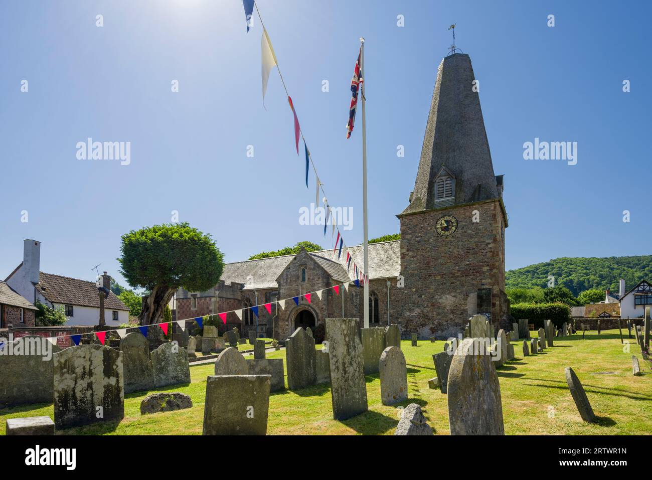 The Church of St Dubricius in the village of Porlock, Exmoor National ...