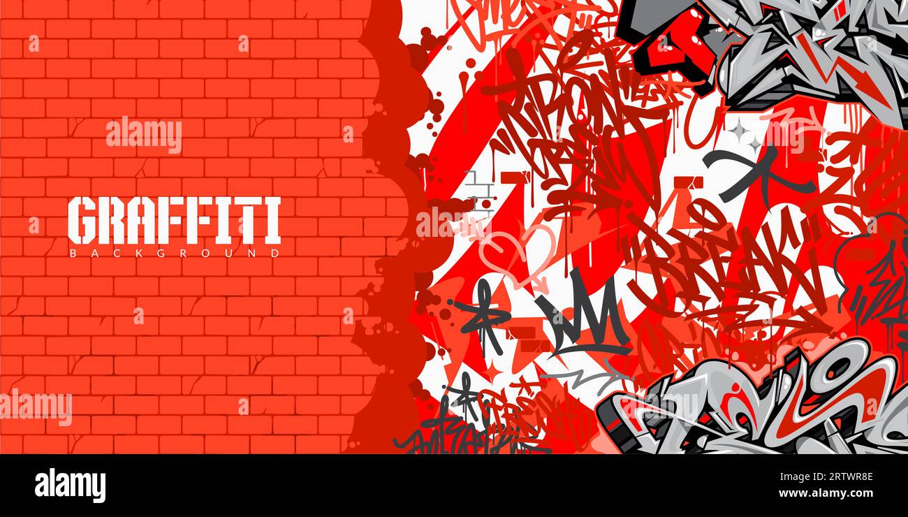 Red Abstract Urban Style Hiphop Graffiti Street Art Vector Illustration ...