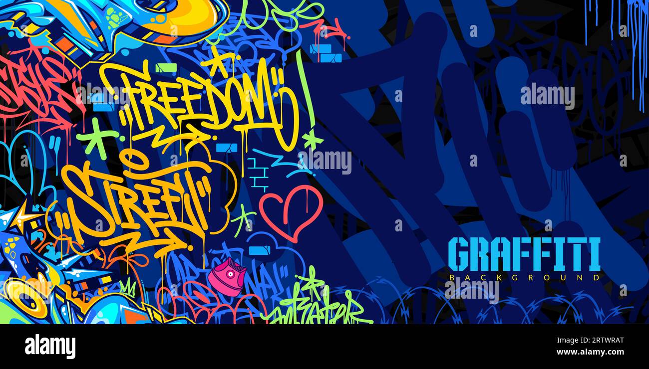 Colorful Abstract Urban Style Hiphop Graffiti Street Art Vector ...