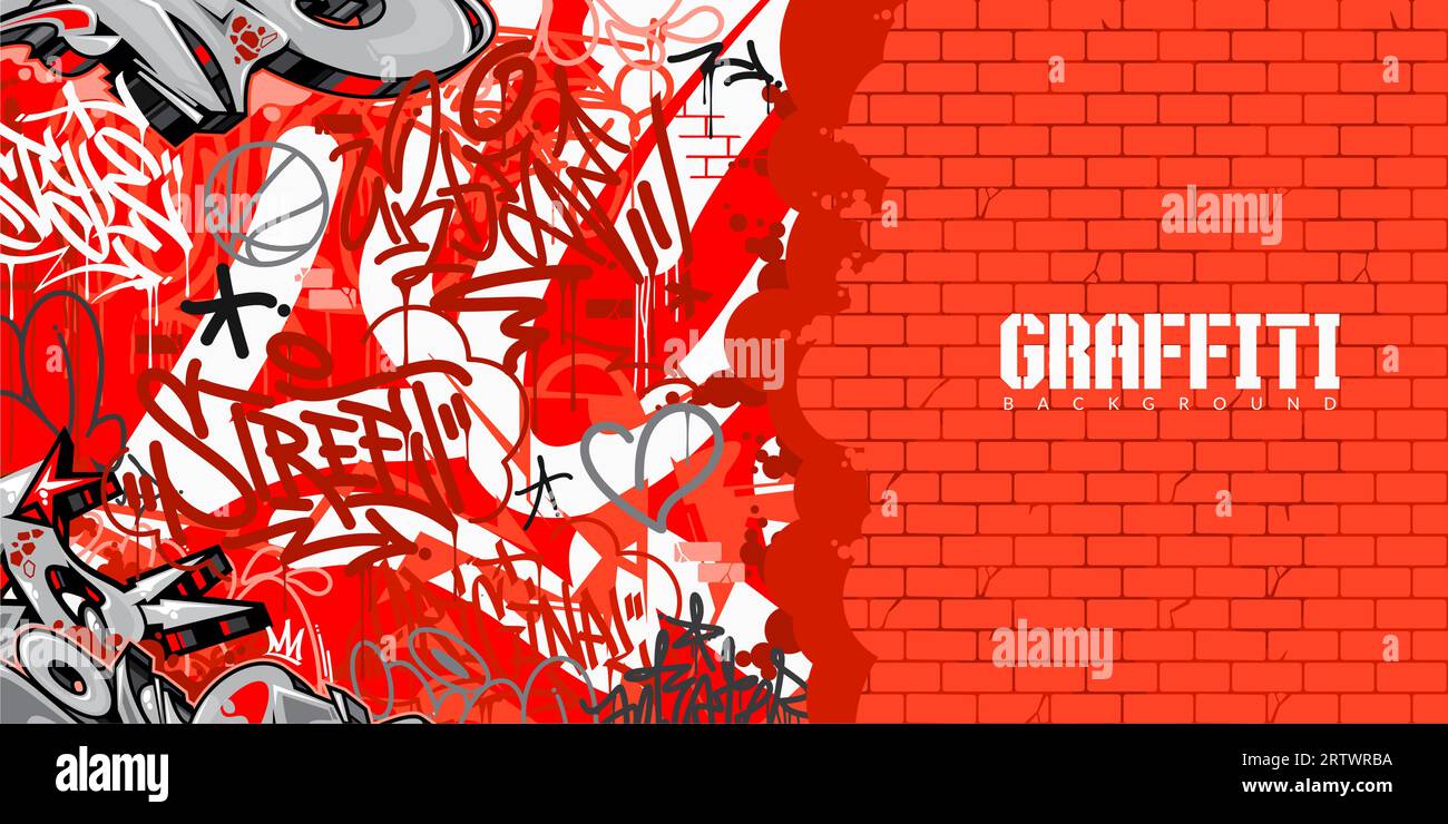 Trendy Red Abstract Urban Style Hiphop Graffiti Street Art Vector ...