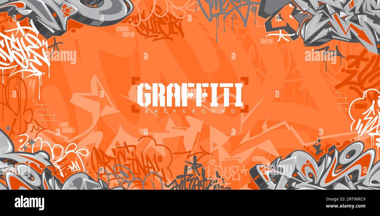 Orange Colorful Abstract Urban Hiphop Graffiti Street Art Vector ...