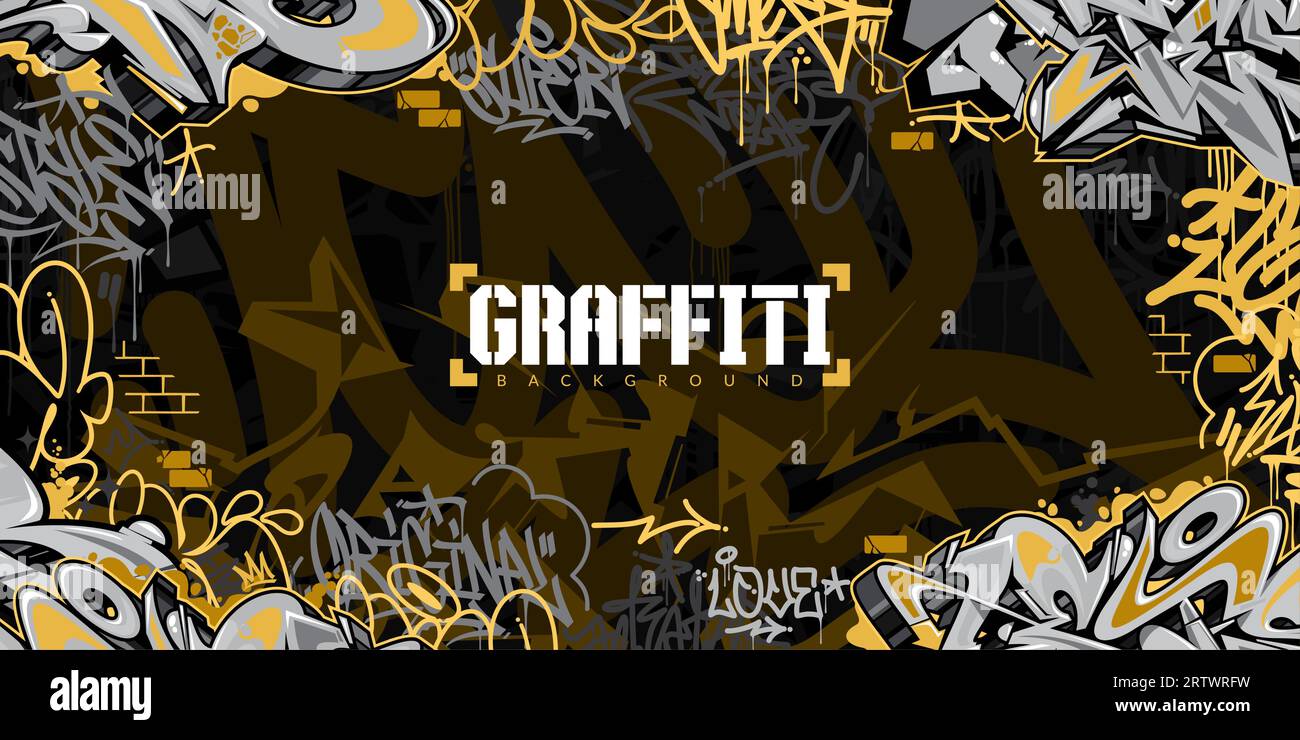 Dark Abstract Urban Style Hiphop Graffiti Street Art Vector Illustration Background Template ...