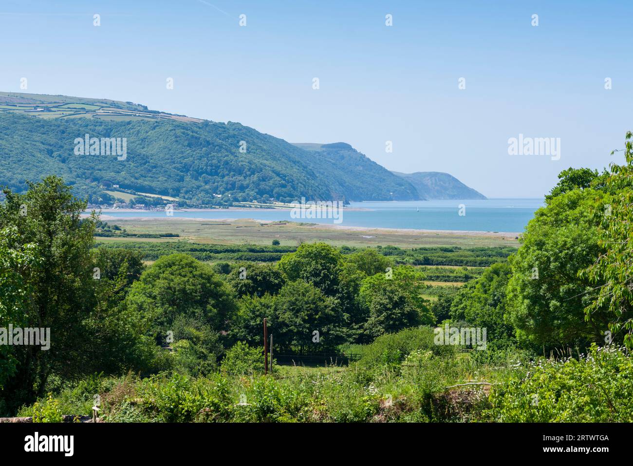 Porlock Bay and Foreland Point from the hamlet of Lynch in the Exmoor ...