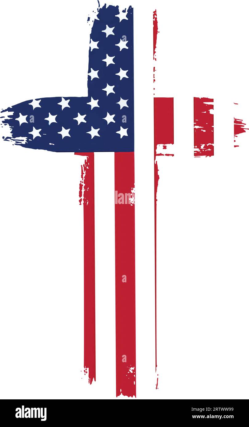 USA American Flag Cross Christian Religious Patriotic Vector Stock ...