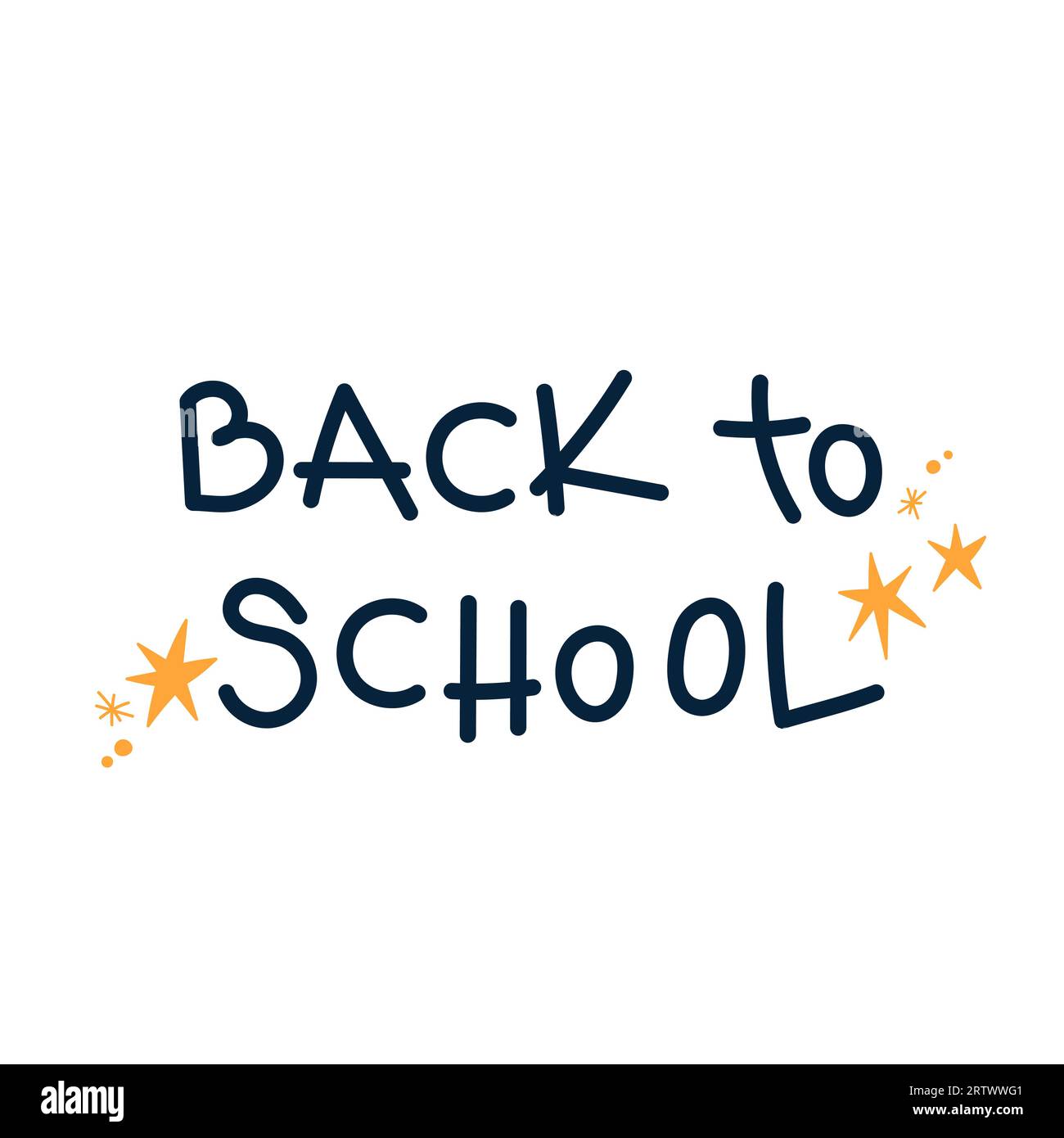 Back to school lettering. Doodle with stars. Vector illustration, flat ...