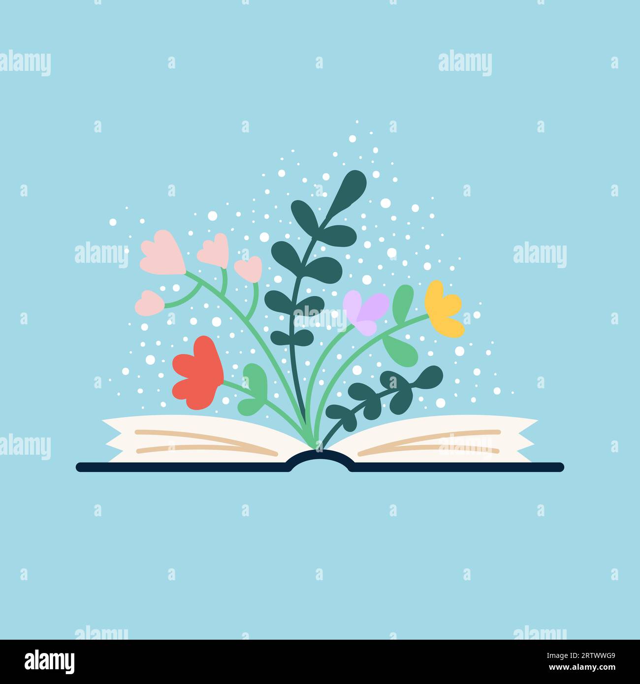 Open book with flowers and plants. Back to school. Vector illustration ...