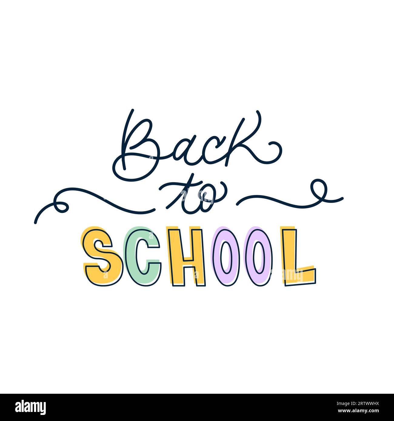 Back to school lettering. Colorful doodle. Vector illustration, flat ...