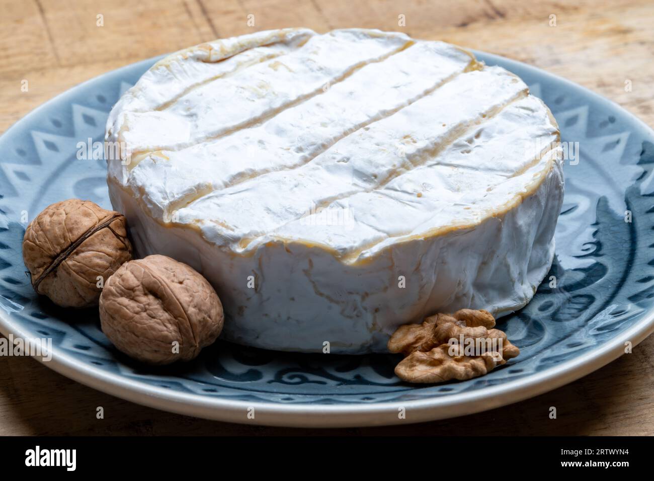French soft Camembert cheese, original Camembert de Normandie, close up ...