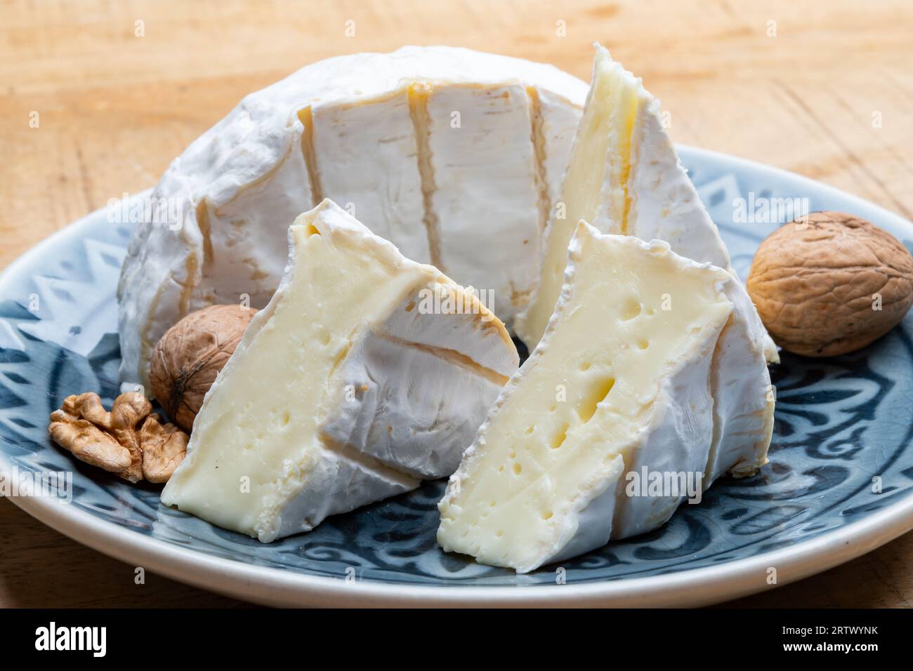 French soft Camembert cheese, original Camembert de Normandie, close up ...
