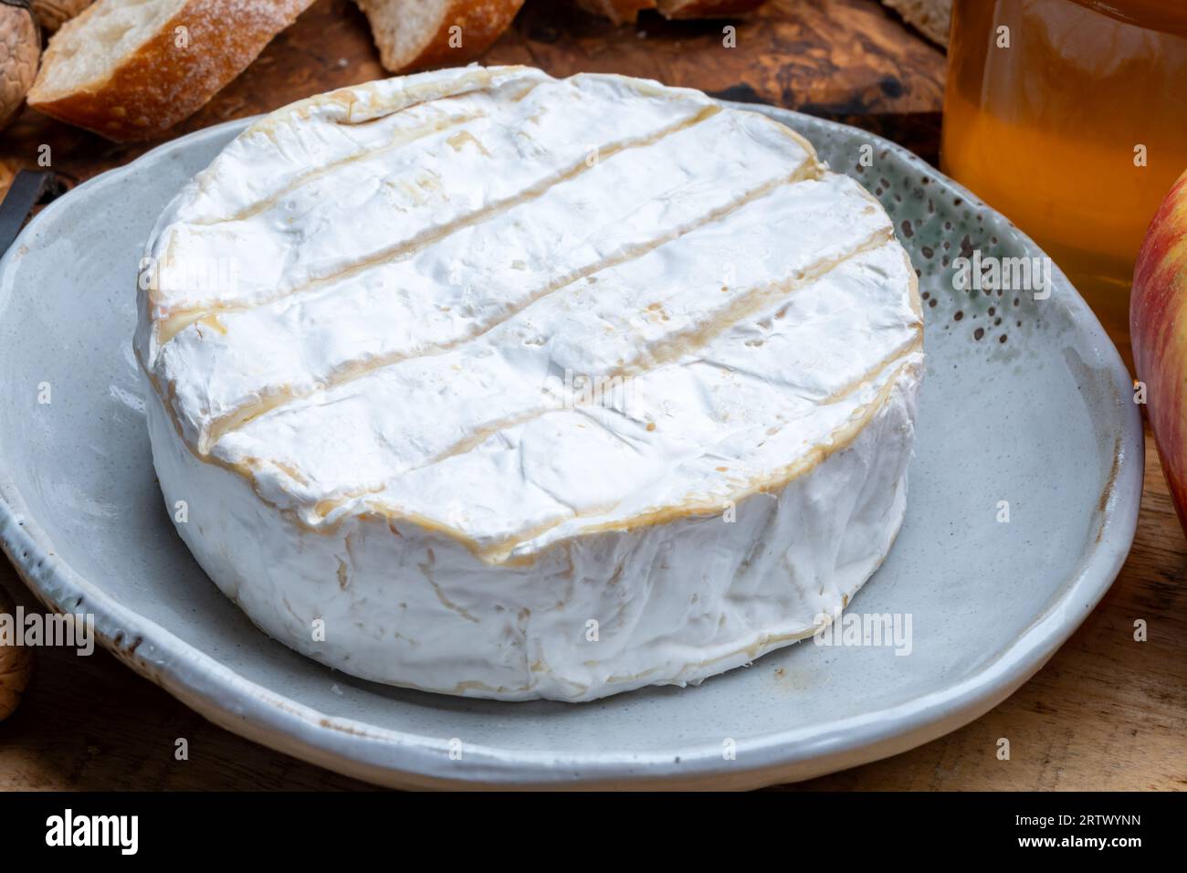 French soft Camembert cheese, original Camembert de Normandie, close up ...
