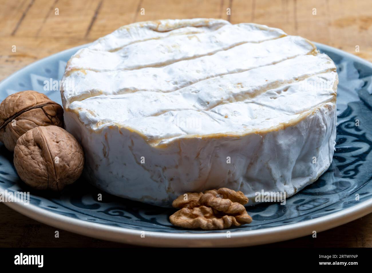 French soft Camembert cheese, original Camembert de Normandie, close up ...