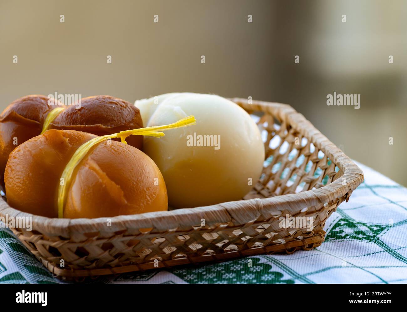 Italian semi hard handmade smoked and white scamorza cheese, from cow ...