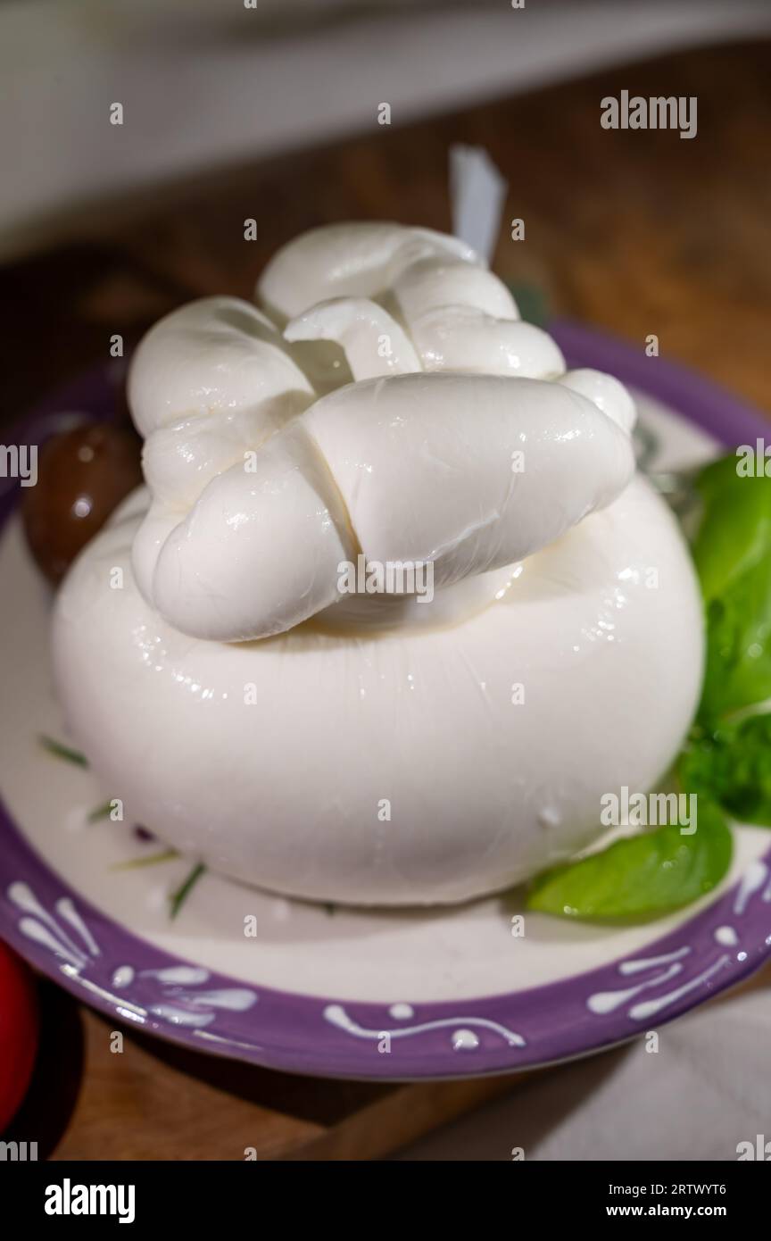 Cheese collection, fresh soft handmade Italian cheese from Puglia ...