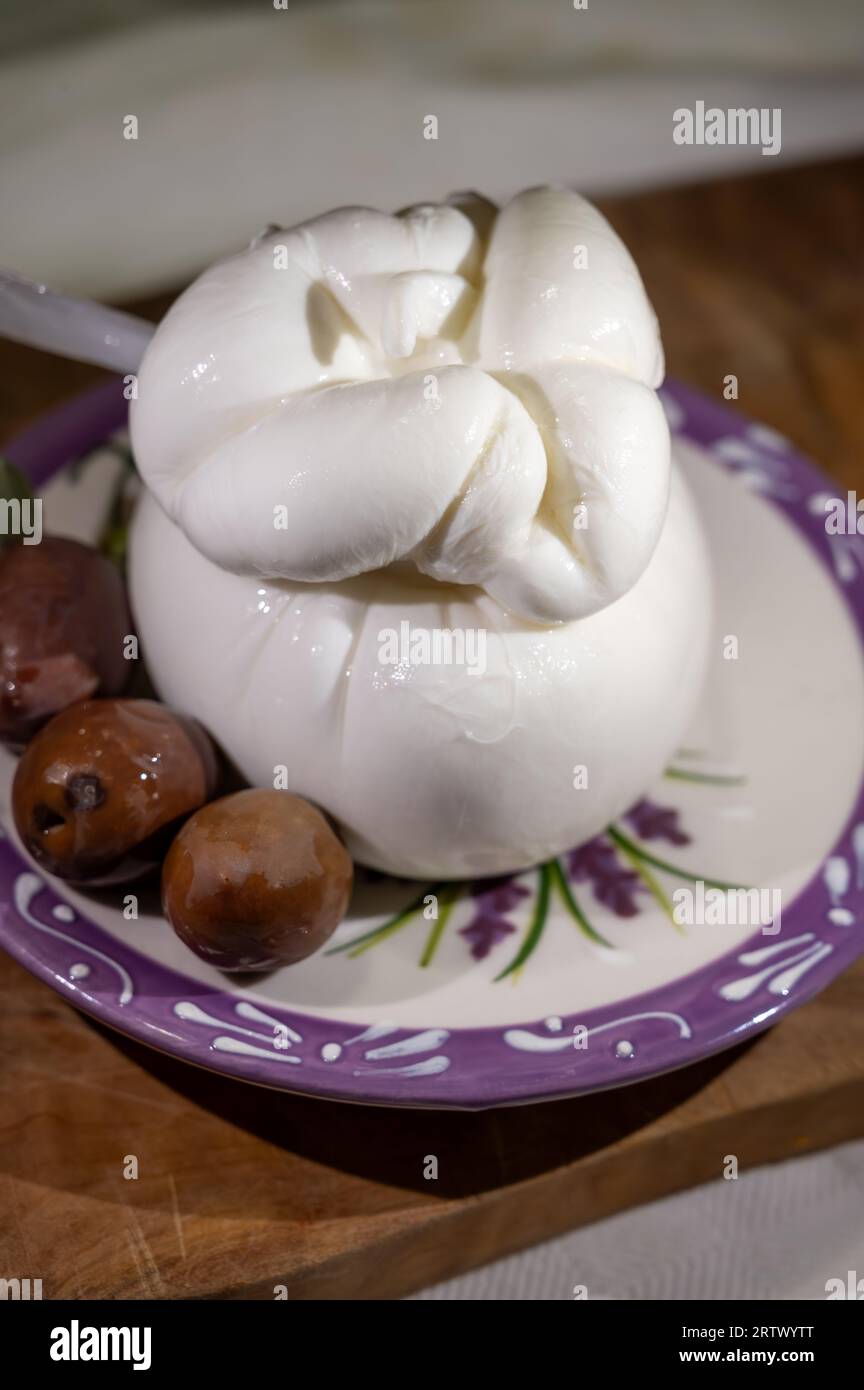 Cheese collection, fresh soft handmade Italian cheese from Puglia ...