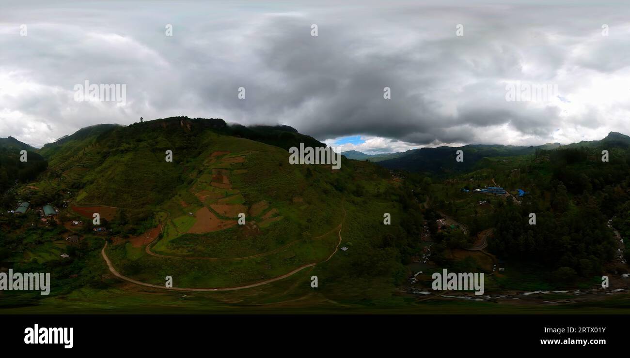 Mountainous province with tea plantations and mountain slopes with ...