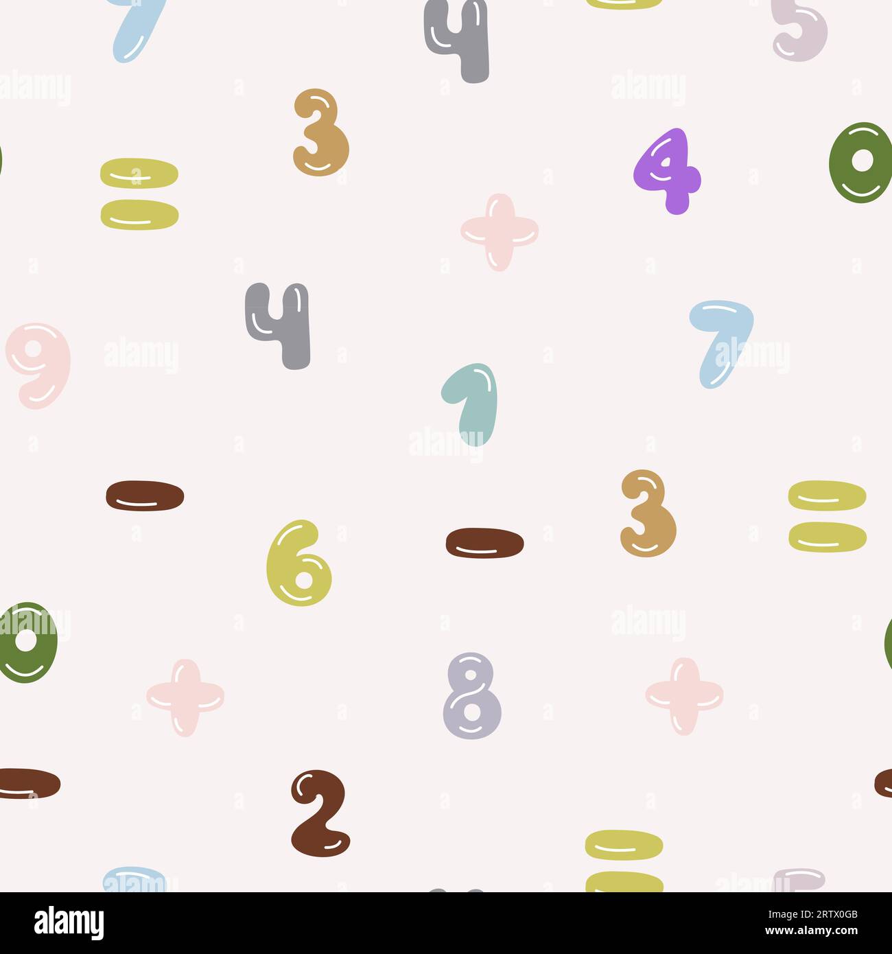 Seamless pattern with hand drawn numbers. Vector background with ...