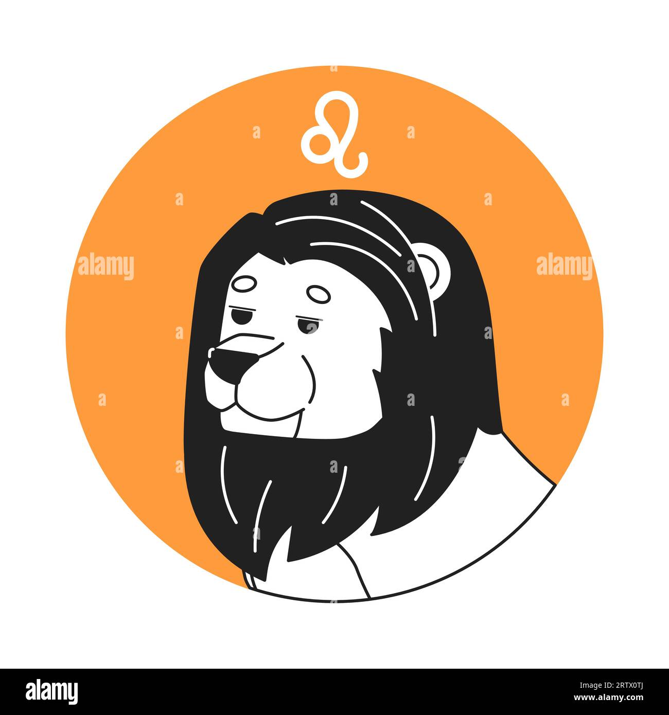 Leo zodiac monochrome round vector spot illustration Stock Vector Image ...