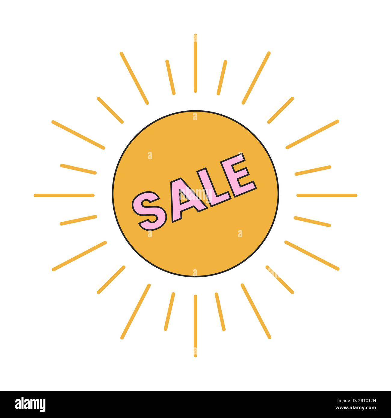 On sale sun rays 2D linear cartoon marketing sticker Stock Vector Image ...