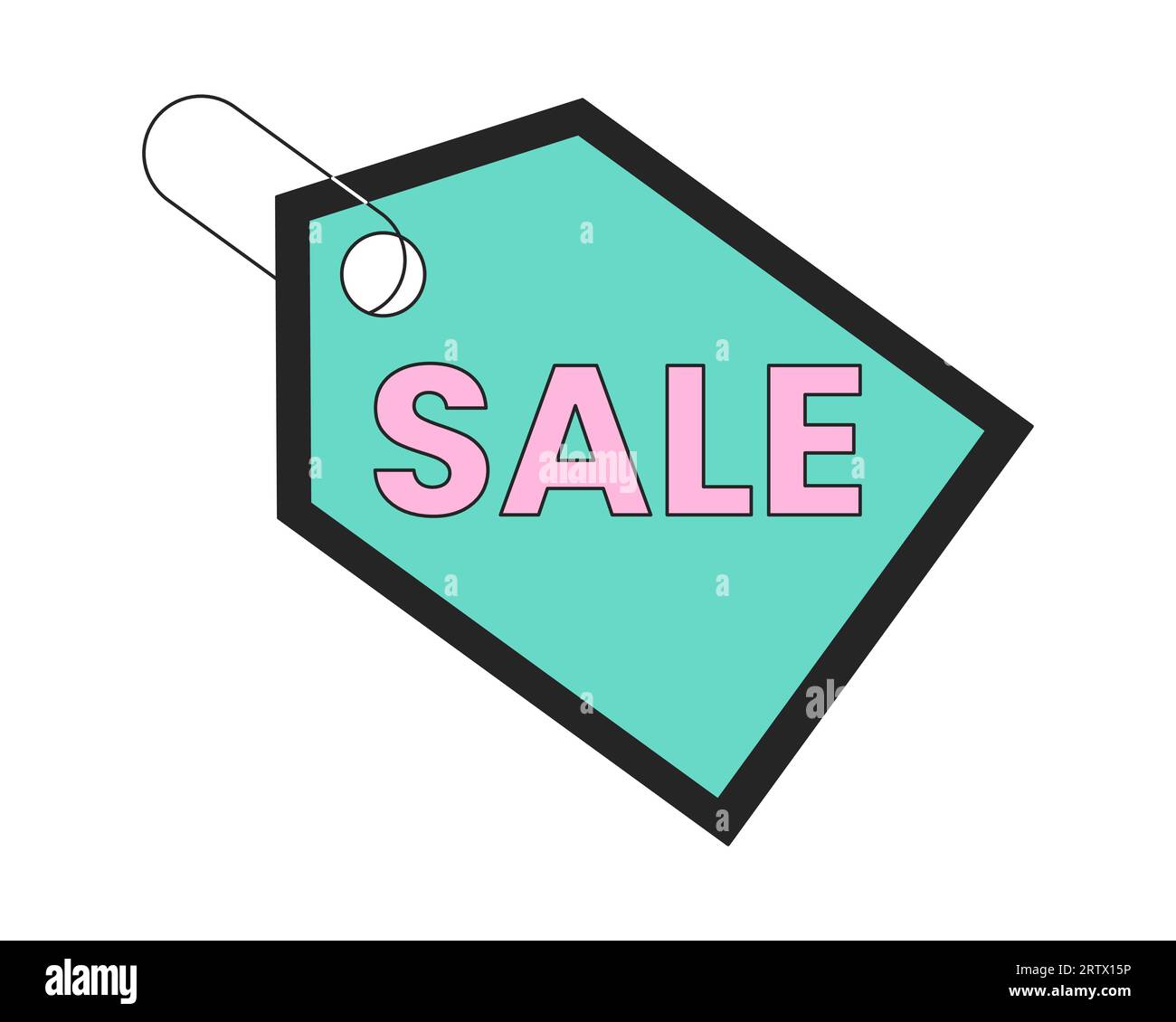 Clothing hang tag on sale 2D linear cartoon marketing sticker Stock ...