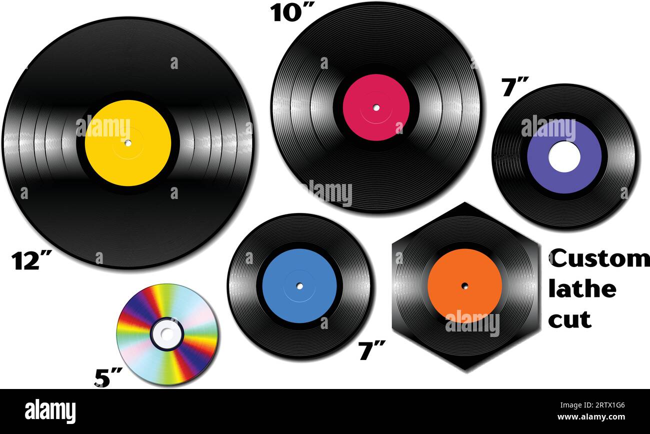 Vinyl lp and ep collection with various sizes of music media Stock ...