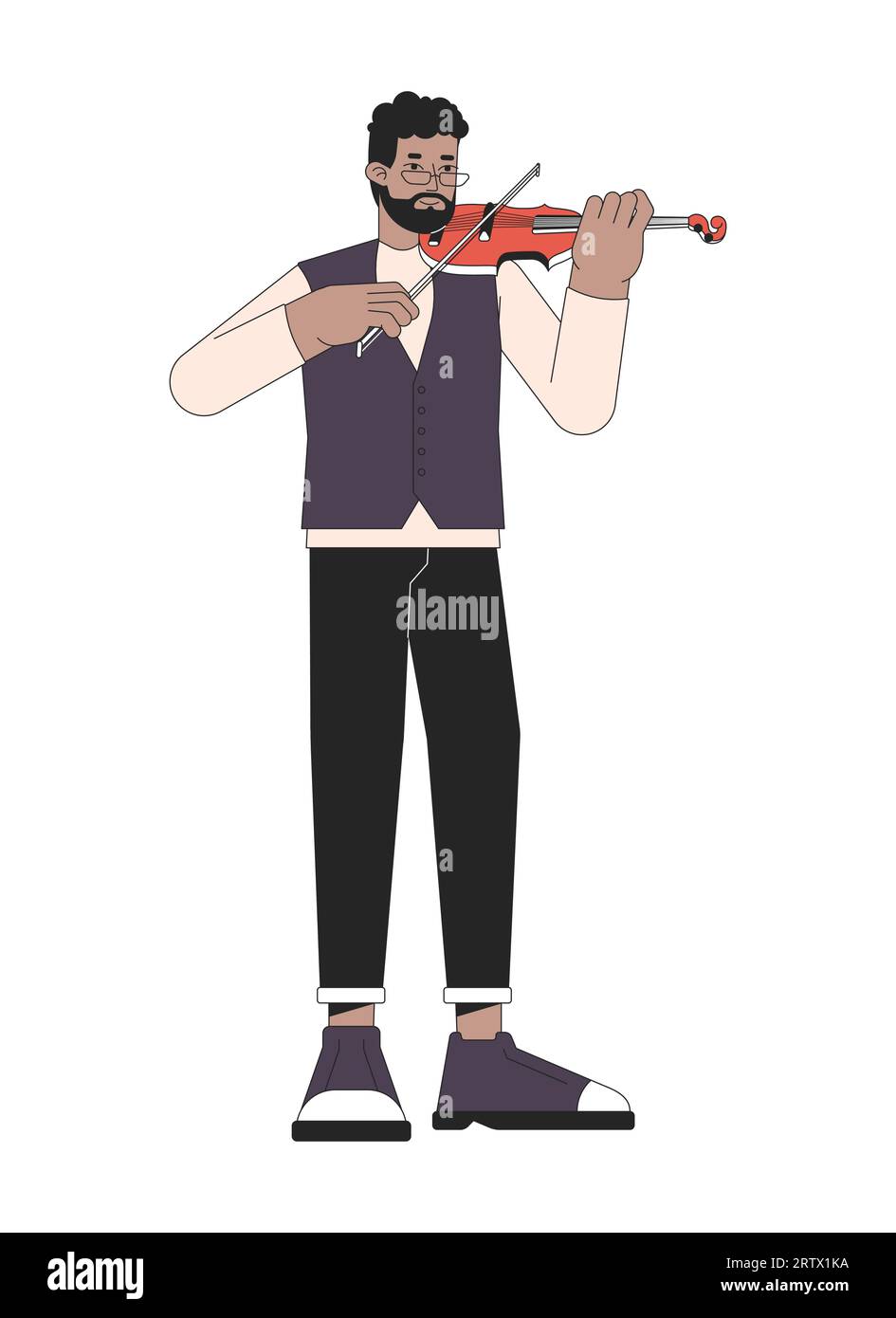 Male violin player line cartoon flat illustration Stock Vector Image ...