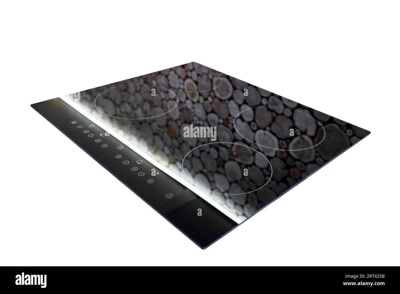 Modern kitchen interior with black induction stove, cooker, hob or ...