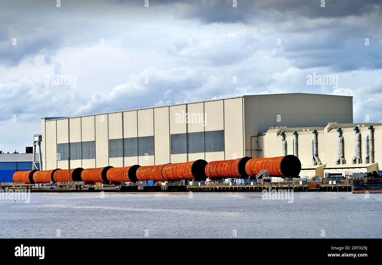 Manufacturing new giant Wind Turbines from raw steel tubes at the ...