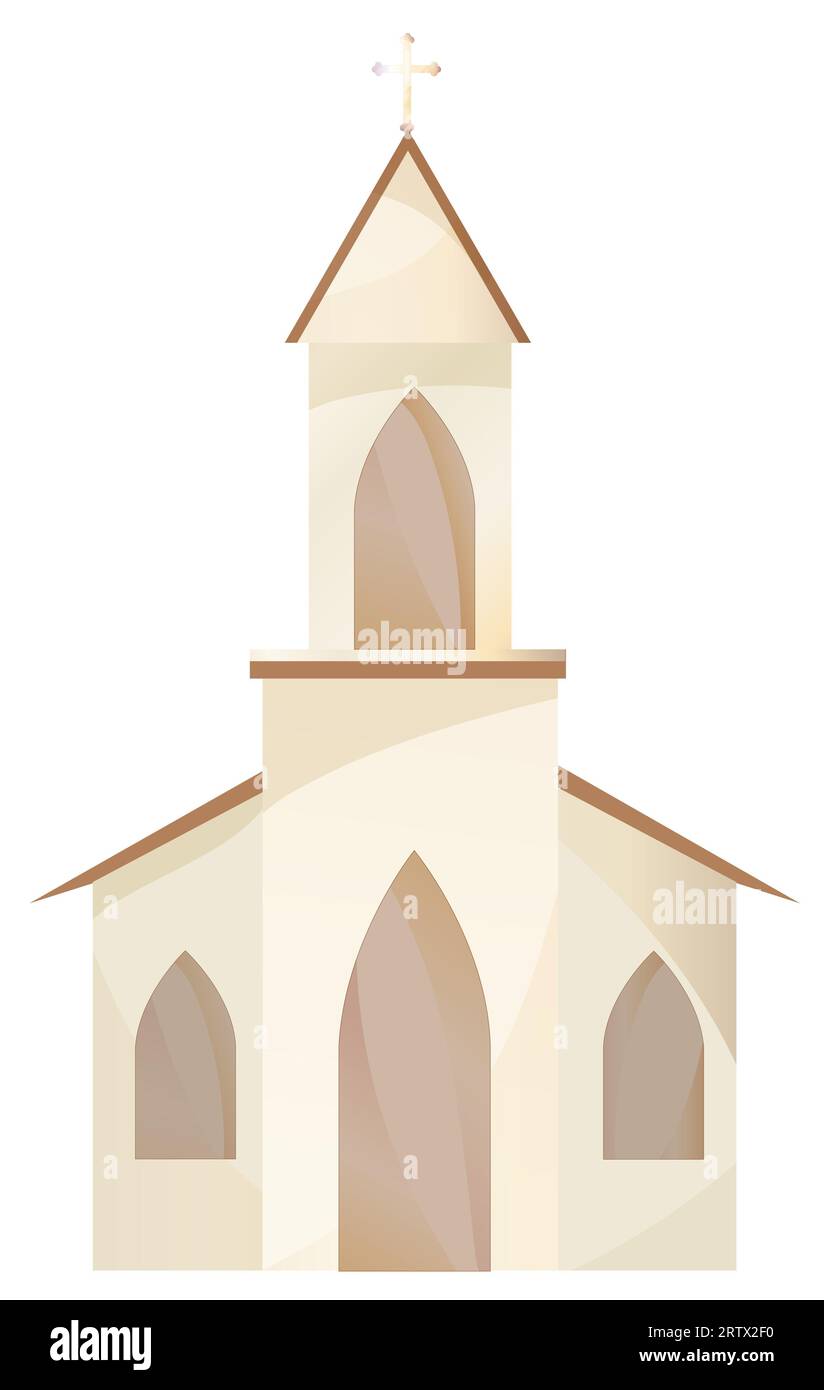 Church illustration. Chapel house with cross. Cathedral building ...