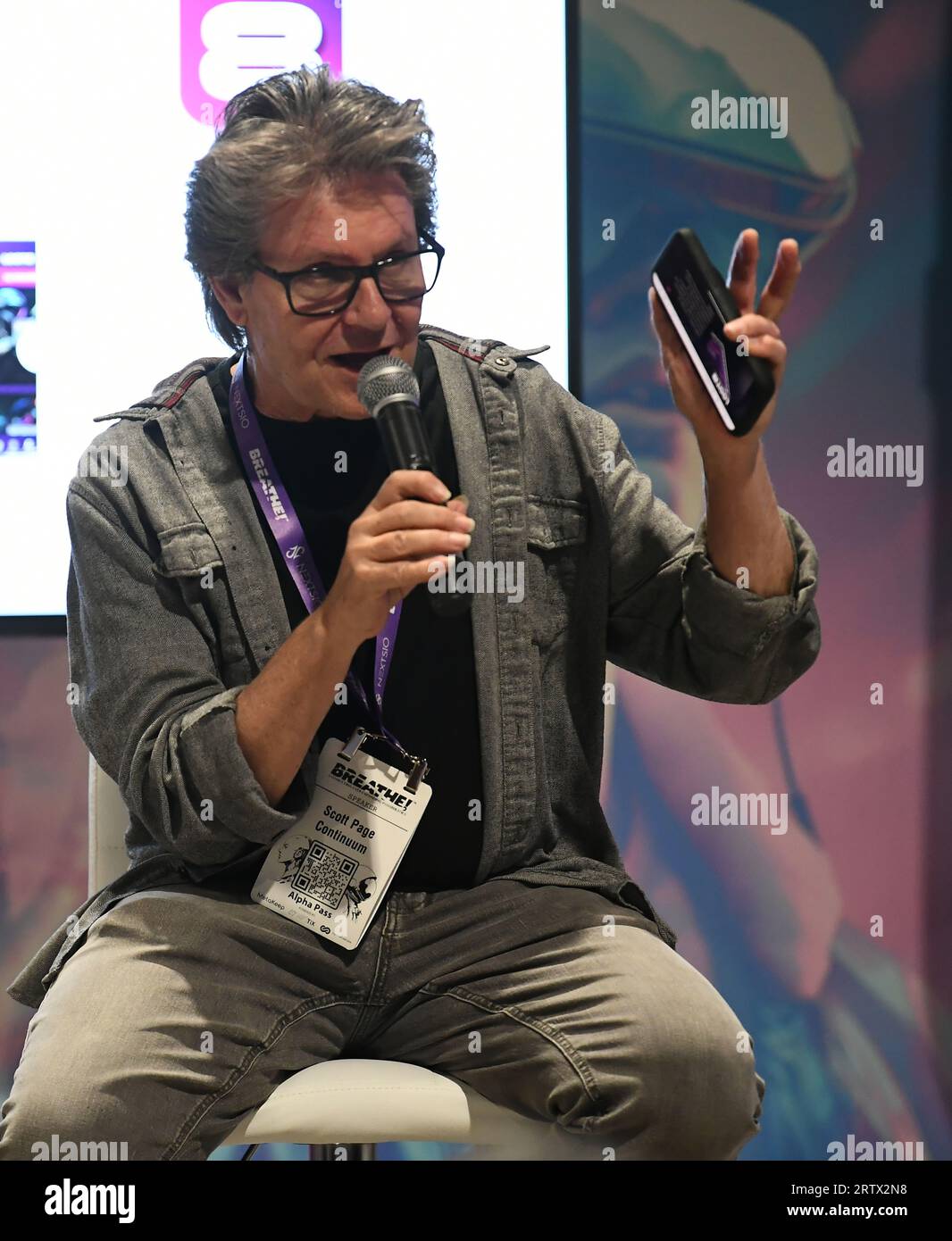 Musician and Loot8 co-founder Scott Page speaks during the 2023 BREATHE ...