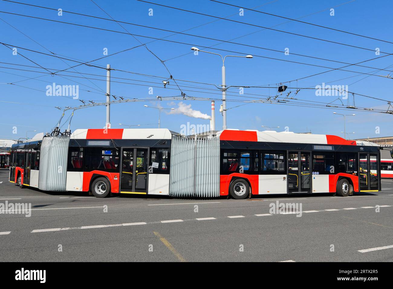 Pilsen, Czech Republic. 15th Sep, 2023. High-capacity trolleybus Skoda ...
