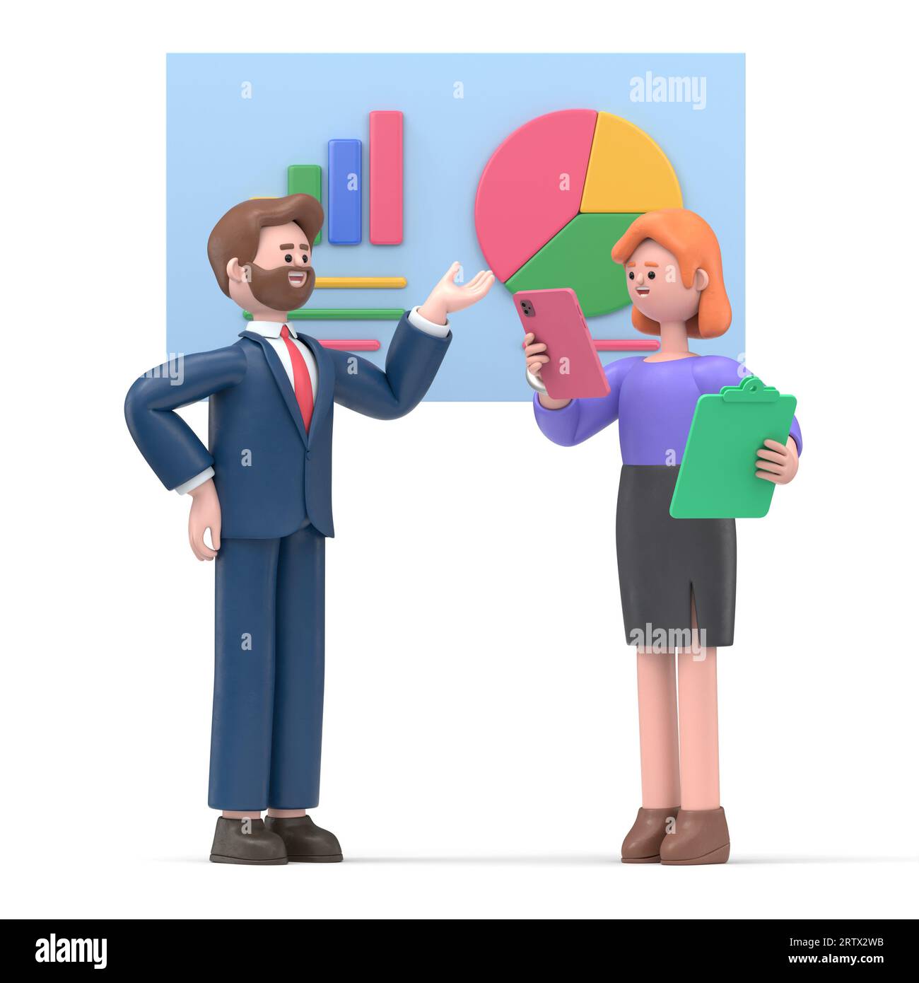 3D illustration of cartoon characters business concept.People are in ...