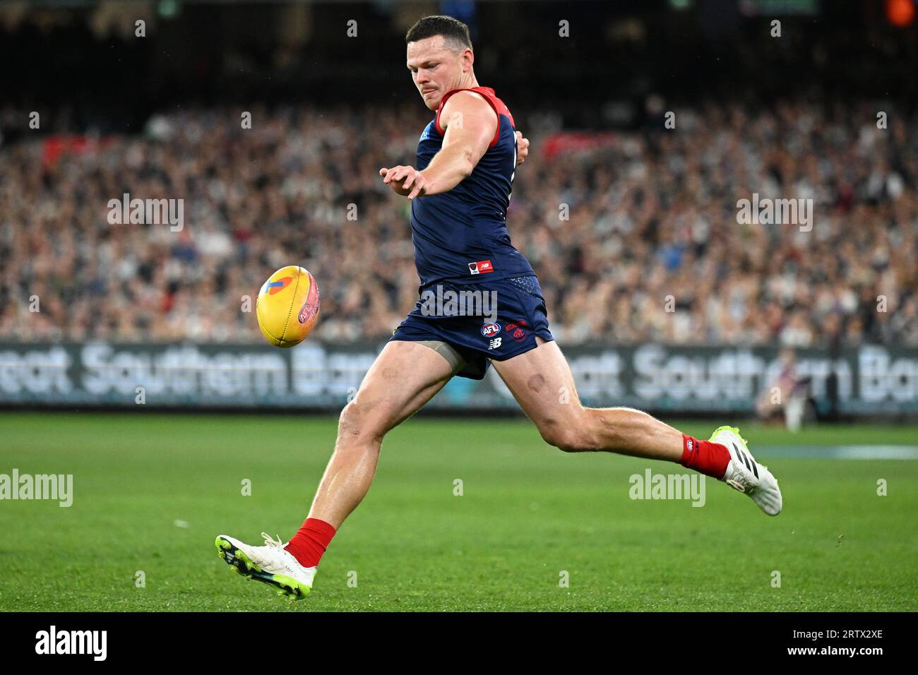 Melbourne, Australia. 15th Sep, 2023. Steven May of the Demons kicks ...