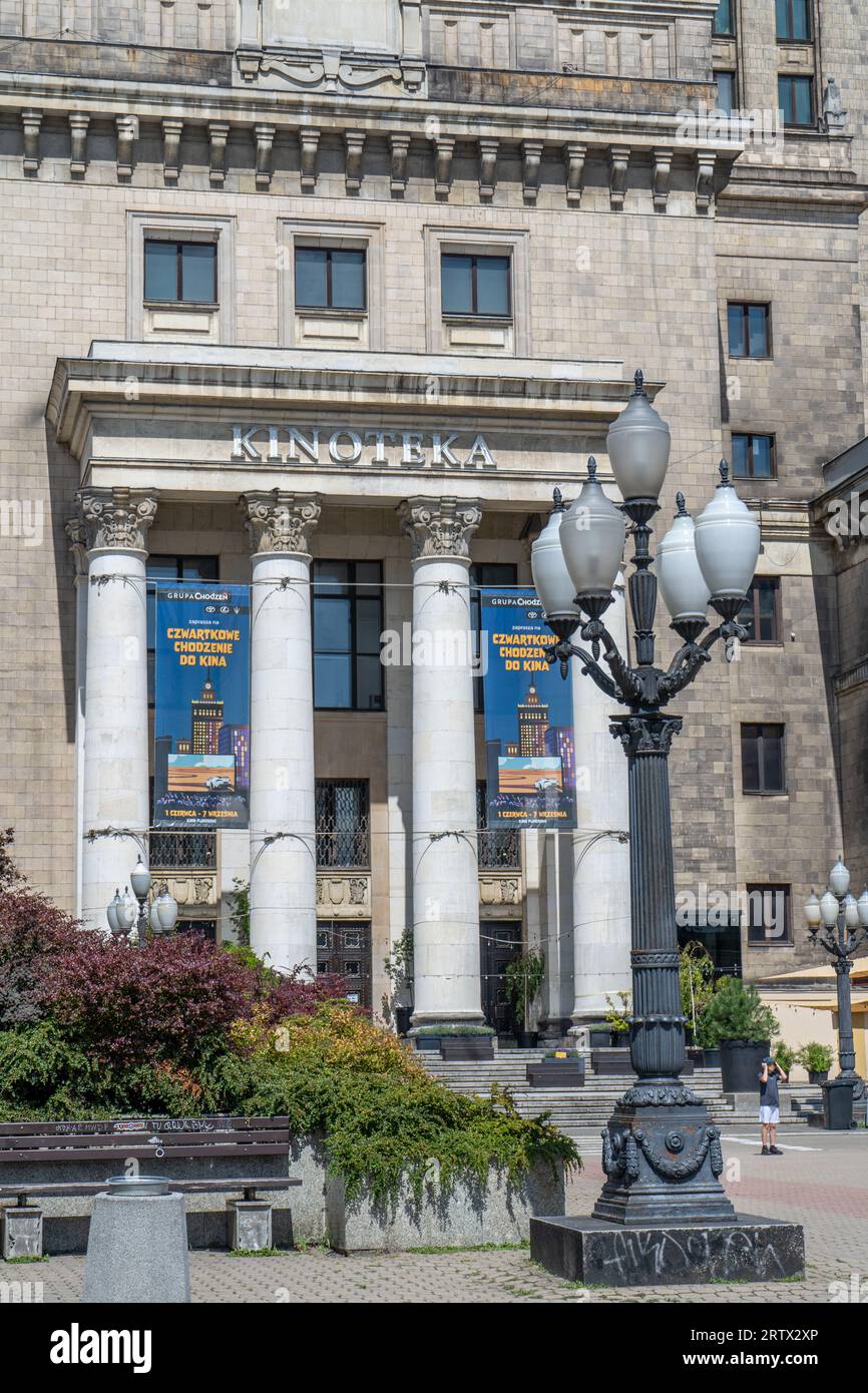 Warsaw city center. Cinema Kinoteka entrance. The building of the ...
