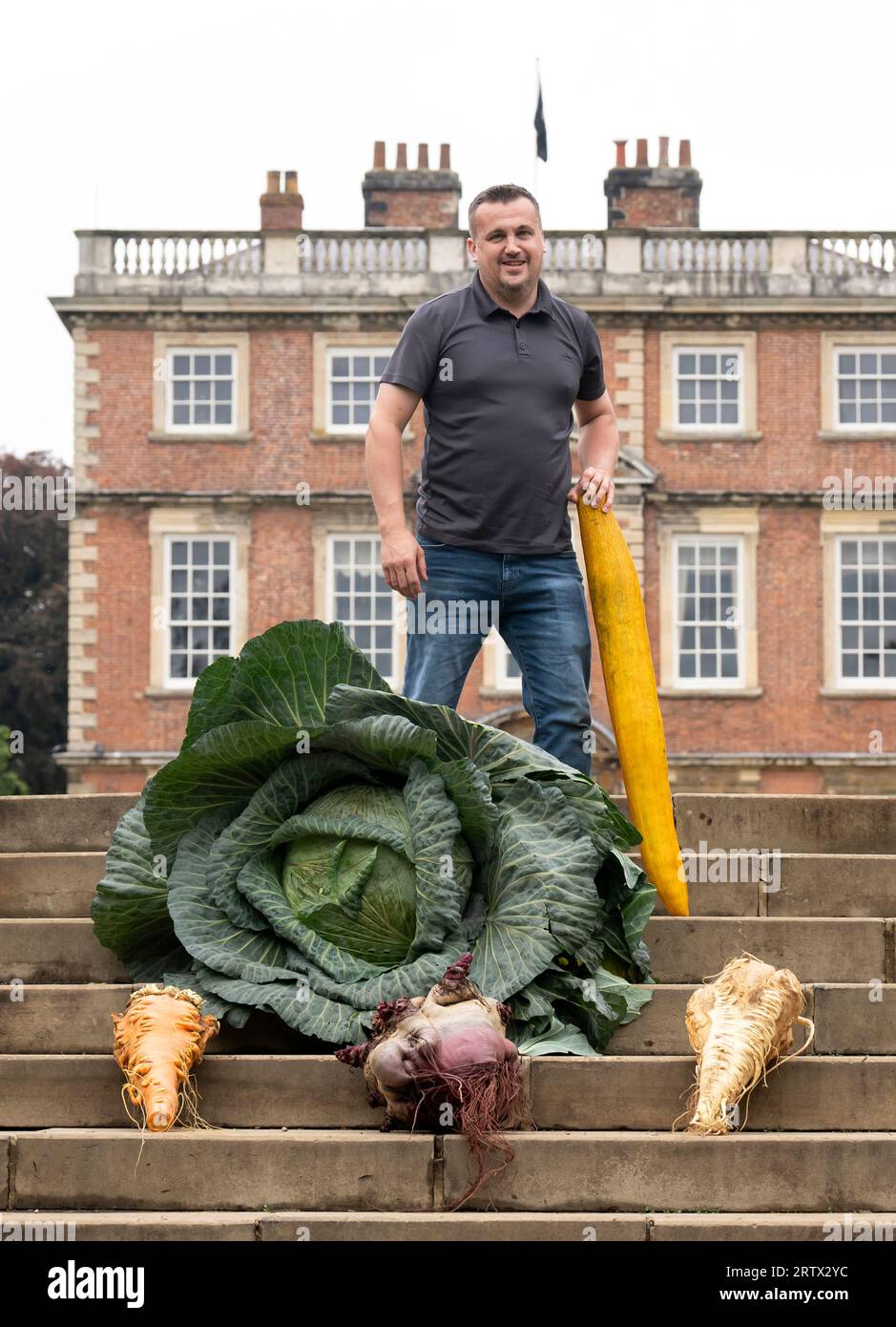 Paul Proud with with his winning giant cabbage, parsnip, carrot ...