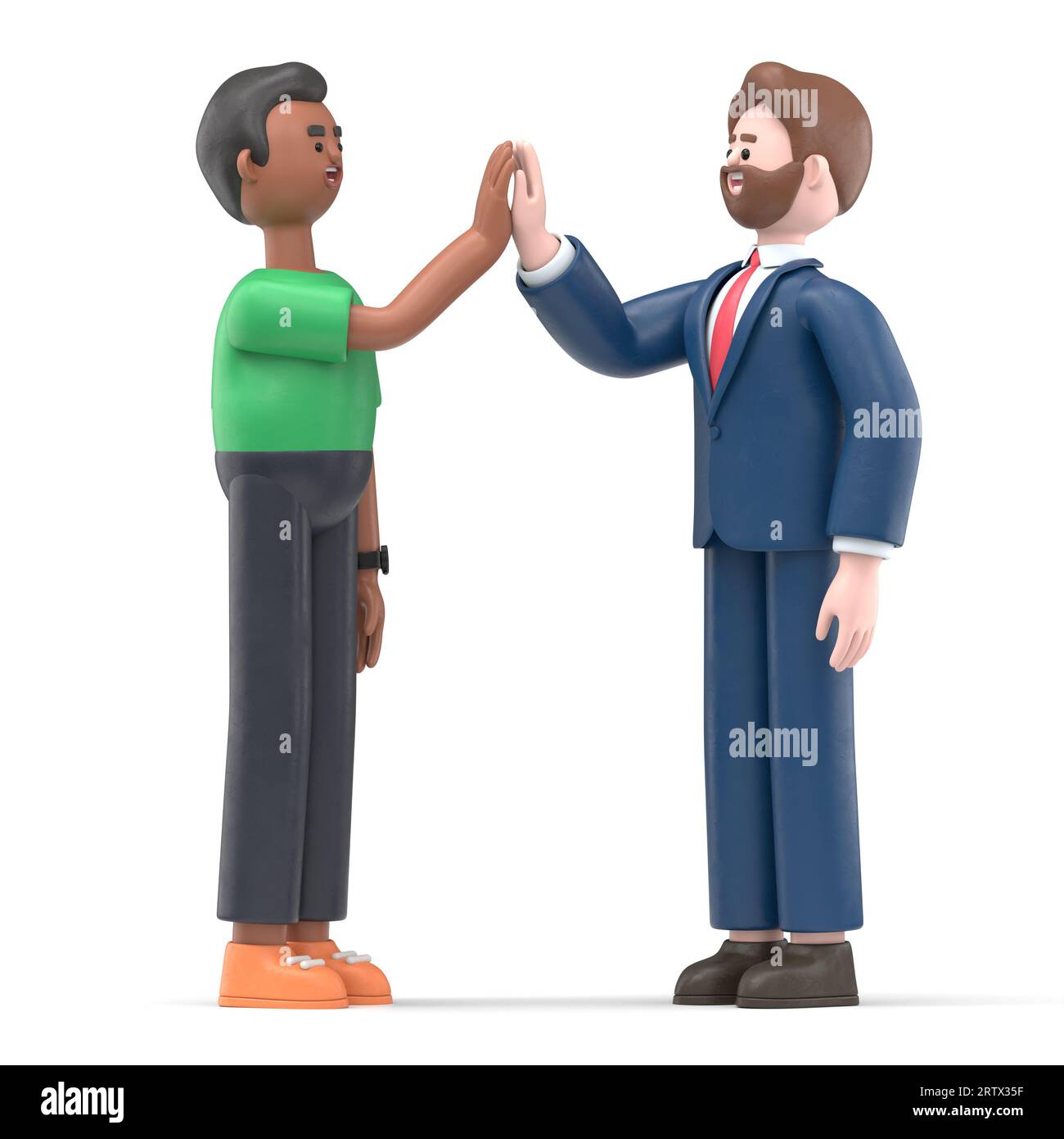 3D illustration of cartoon characters business concept.People are in ...